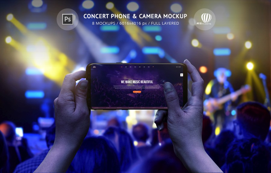 Concert Phone & Camera Mockup – RSplaneta – Graphic Design